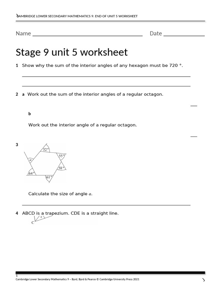 Unit 5 Worksheet | PDF