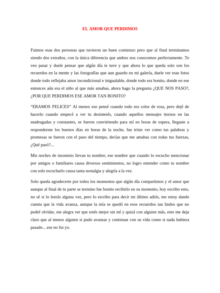 El Amor Que Perdimos | PDF