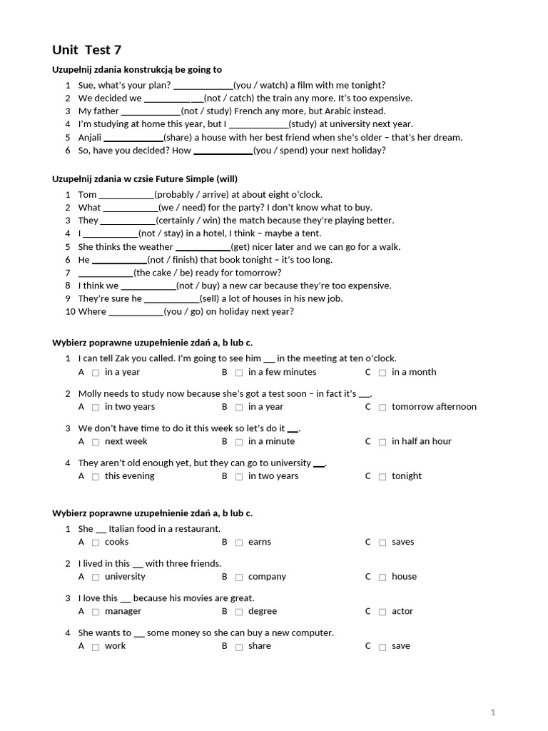 2a test unit 7 | PDF