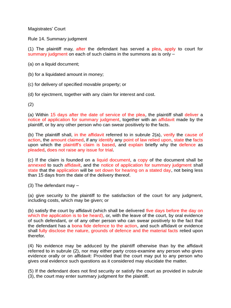 Summary Judgment in Magistrates' Court | PDF | Summary Judgment ...