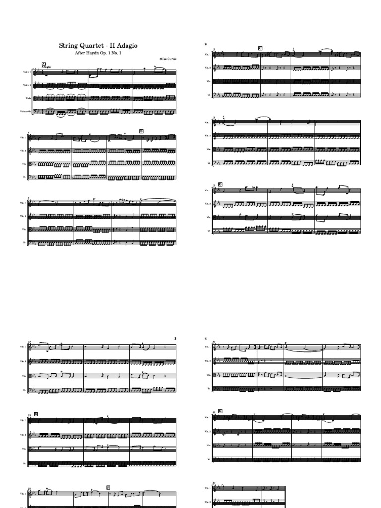 String Quartet - After Haydn Op. 1 Nr. 1 Mv. 2-2x1 | PDF