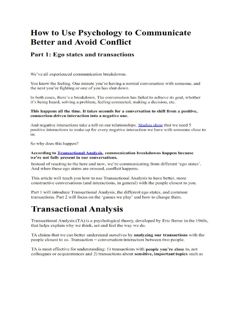 Transactional Analysis | PDF