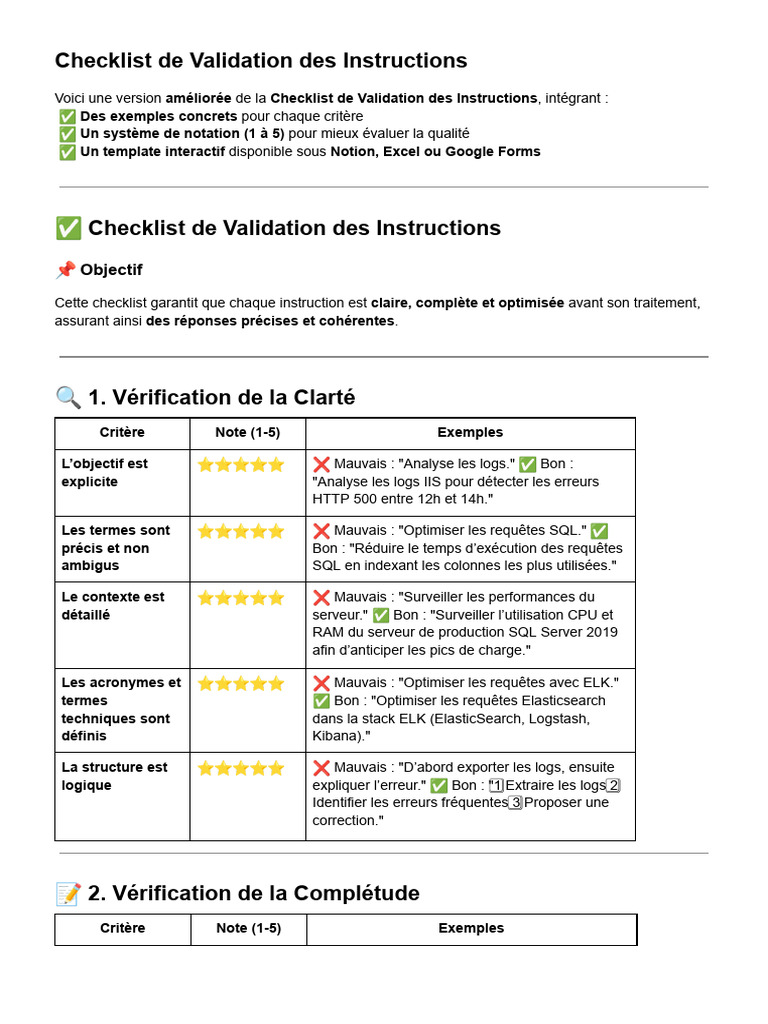 Checklist de Validation Des Instructions | PDF | Microsoft SQL Server ...
