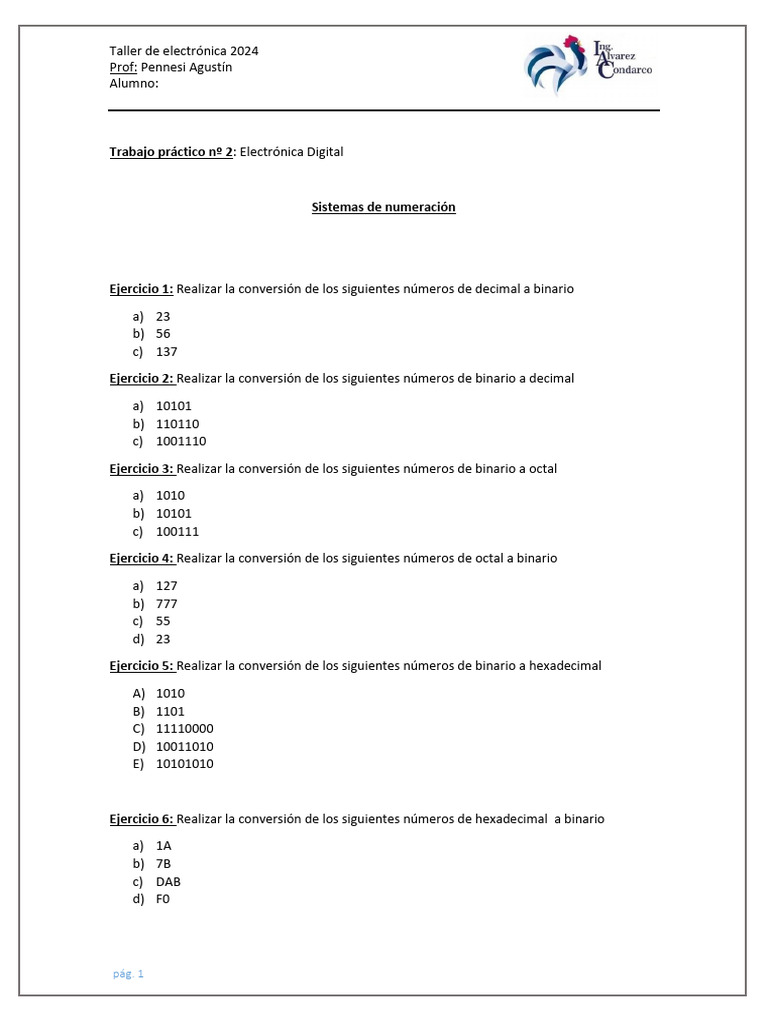 Trabajo Práctico Nº 2 (Electr) | PDF | Decimal codificado en binario | Ingeniería Informática