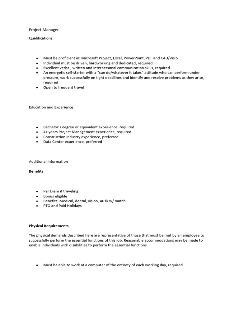 Project Manager | PDF