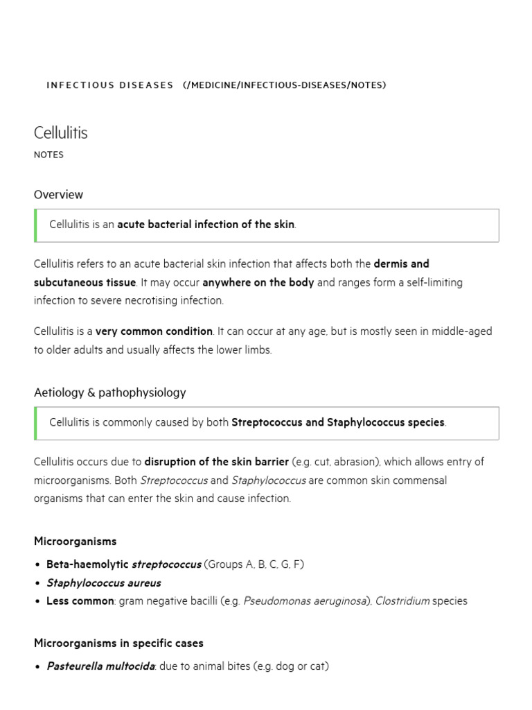 Pulsenotes - Cellulitis Notes | PDF | Microbiology | Immunology