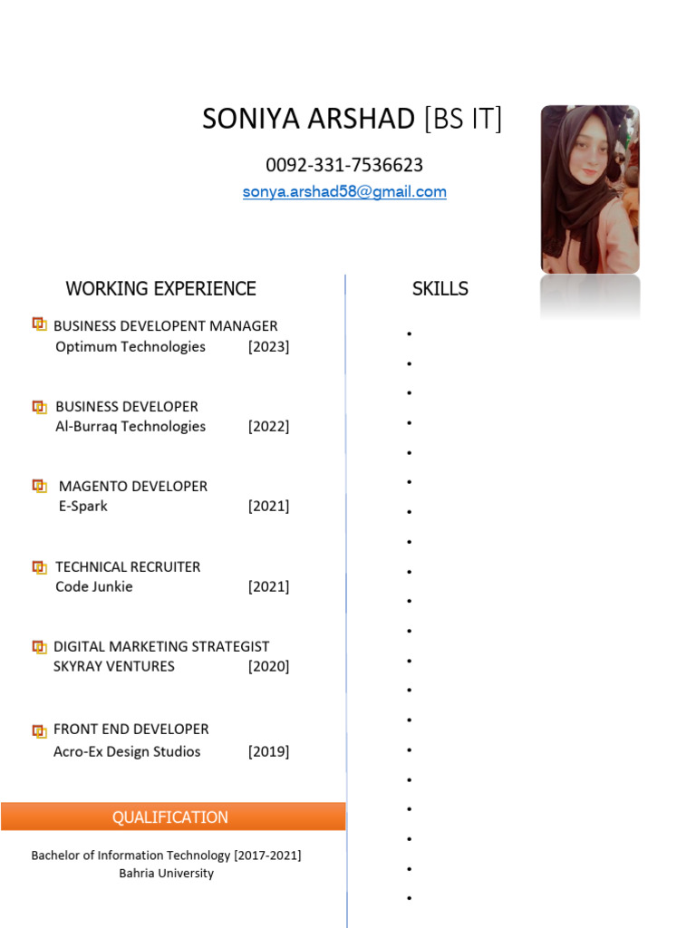 Soniya CV (1) | PDF | Word Press | Adobe Photoshop