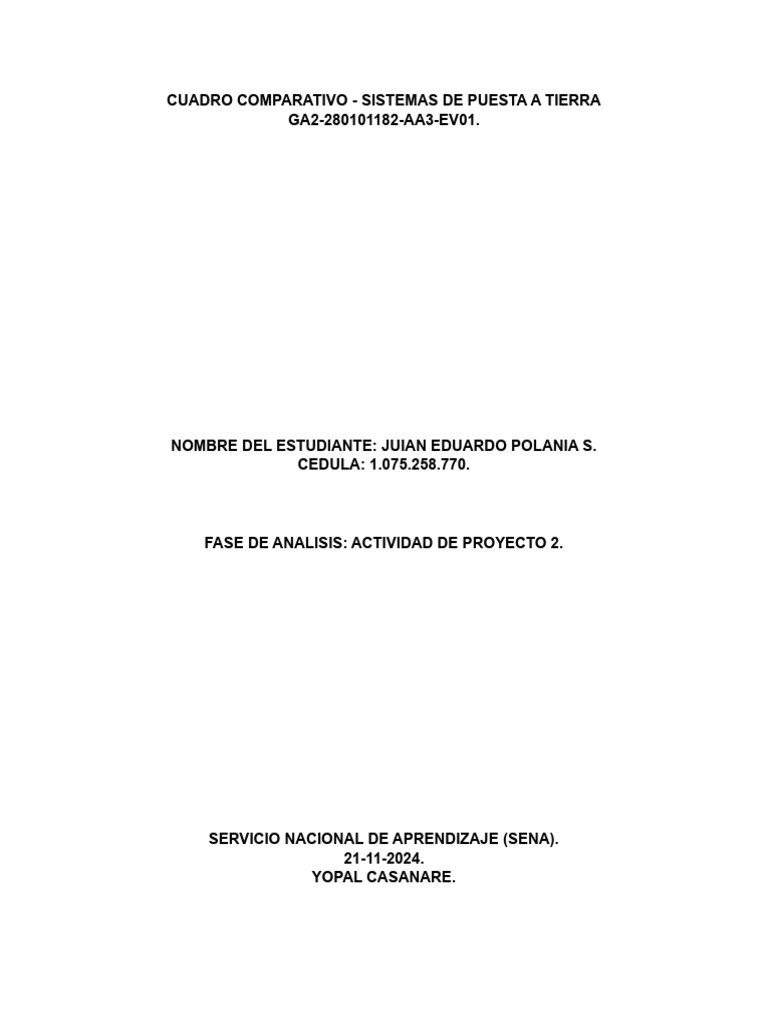 GA2-280101182-AA3-EV01. Memorias de calculos | PDF | Electricidad | Equipo eléctrico
