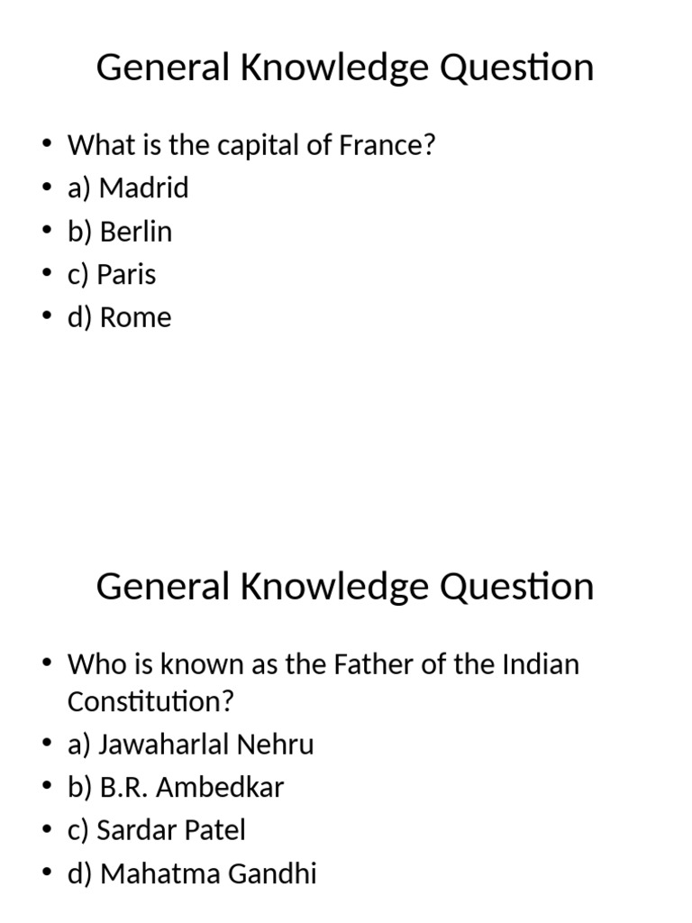General Knowledge Questions | PDF