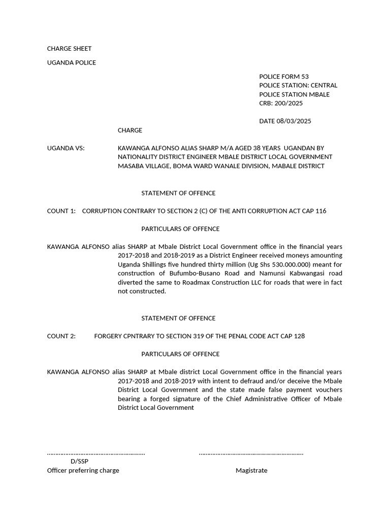 Charge Sheet 1 | PDF