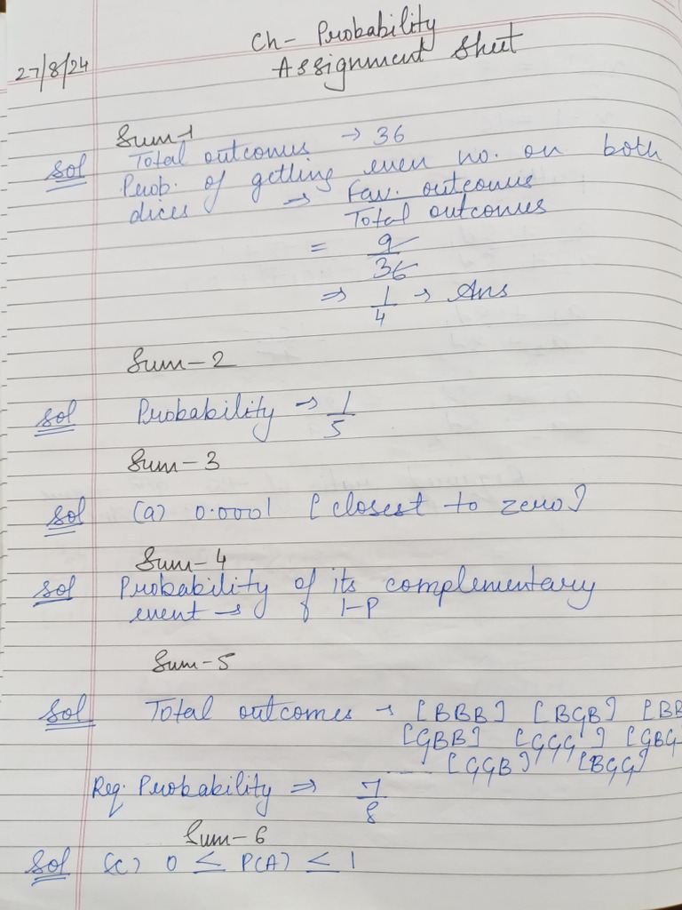 Probability Assign. Solutions | PDF