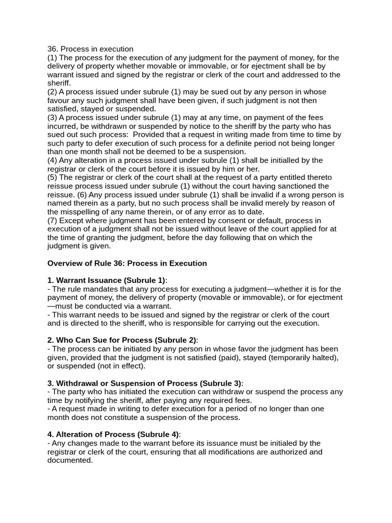 Magistrates' Court Rule 36 - Process in Execution | PDF | Judgment (Law ...