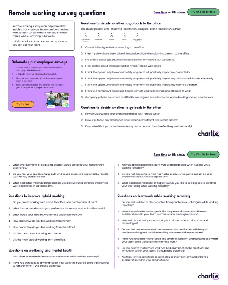 Remote working surveys template | PDF | Business | Psychology