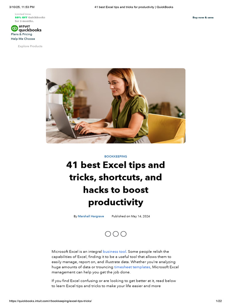 41 Best Excel Tips and Tricks For Productivity - QuickBooks | PDF ...