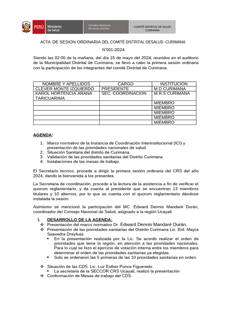Acta1°sesion Distritalhuipocaok | PDF