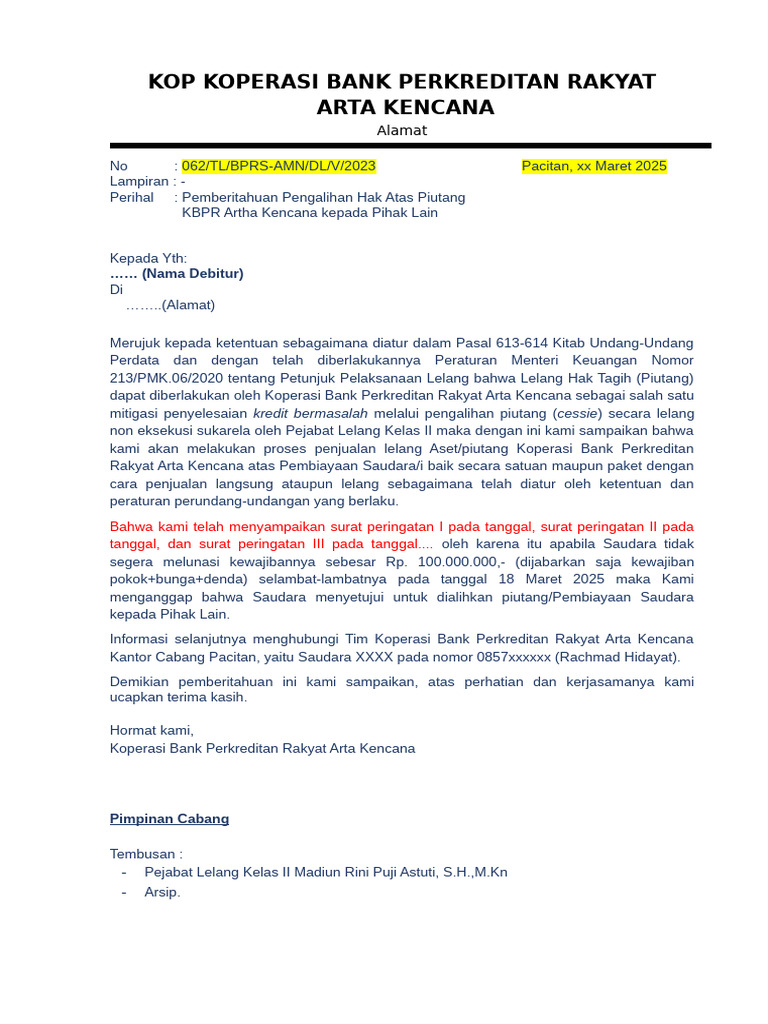 Format Surat Pemberitahuan | PDF