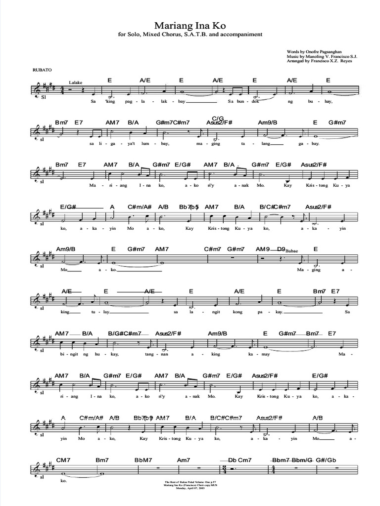 Mariang Ina Ko | PDF