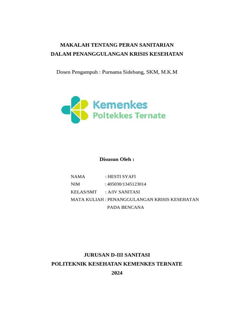 Peran Sanitarian dalam Krisis Kesehatan | PDF