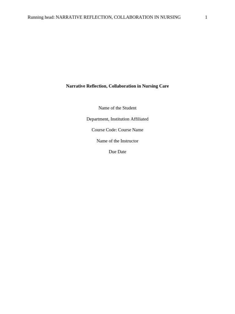 Narrative reflection, collaboration in nursing care - Copy | PDF ...