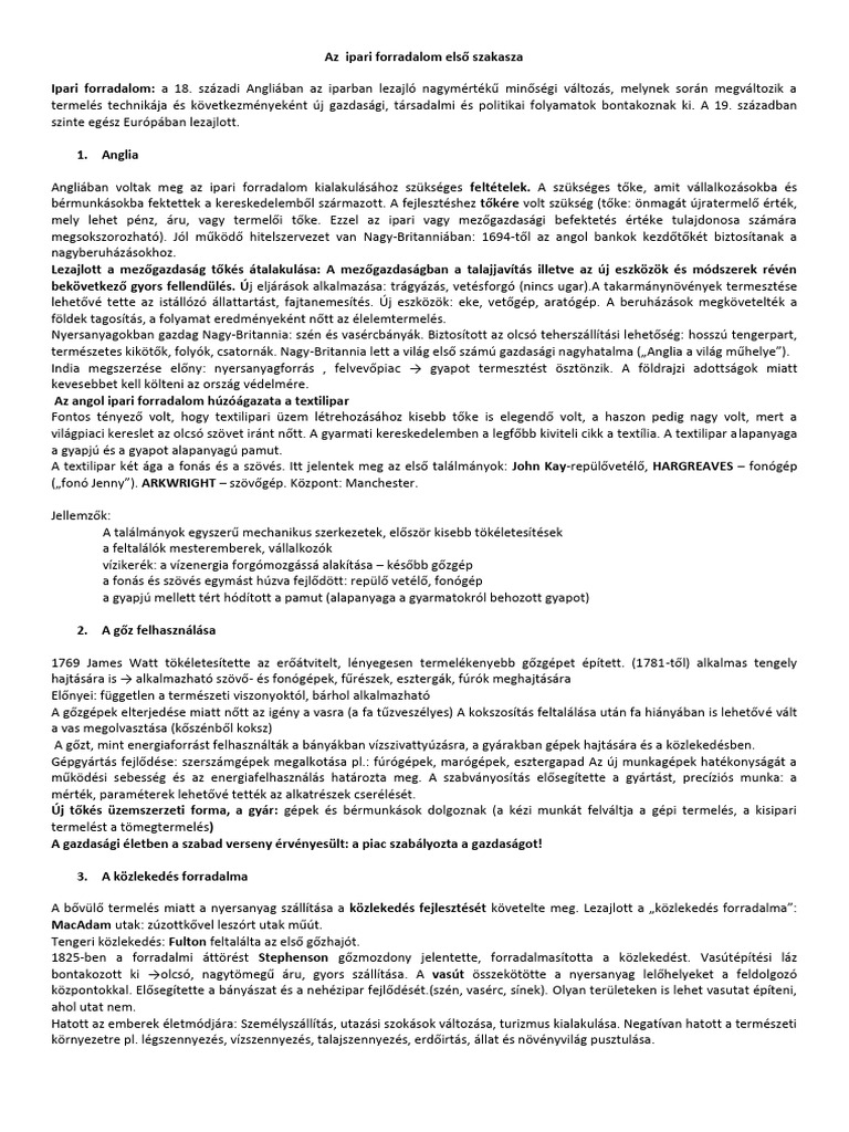 Az Ipari Forradalmak | PDF