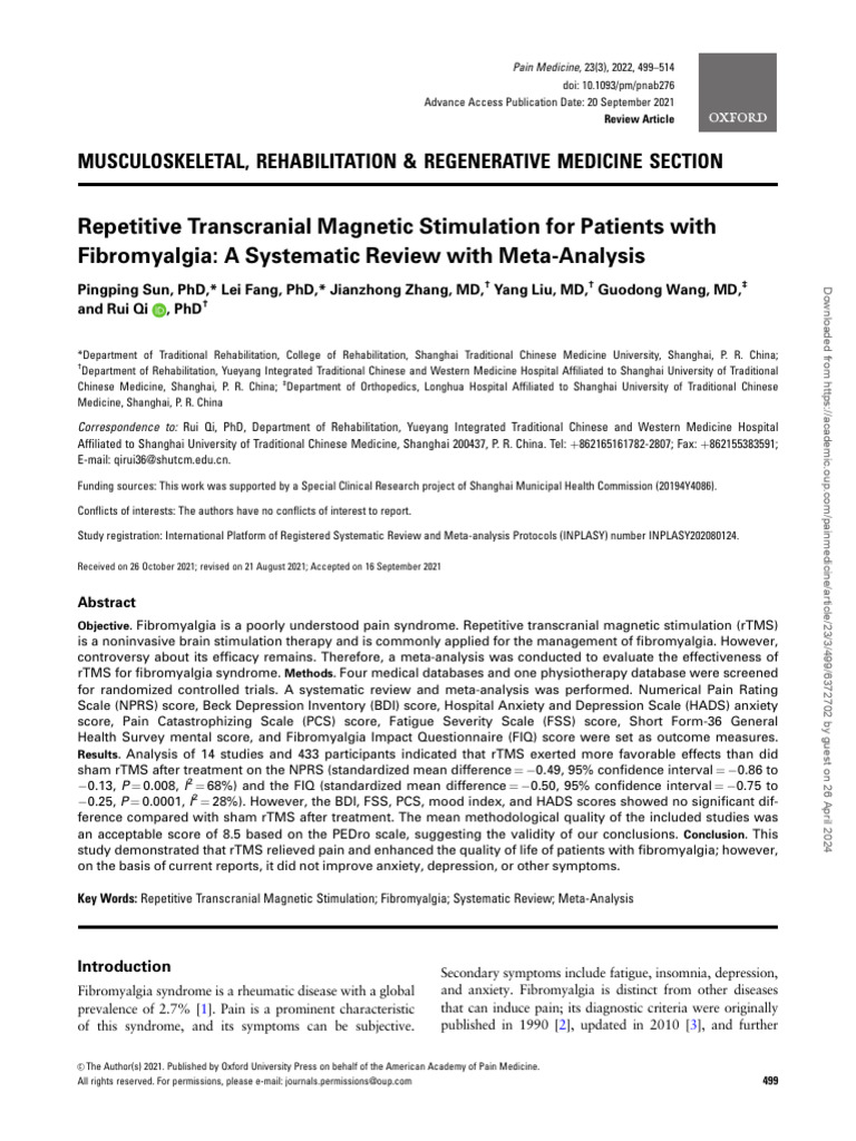 Artigo4_TMS | PDF | Fibromyalgia | Major Depressive Disorder