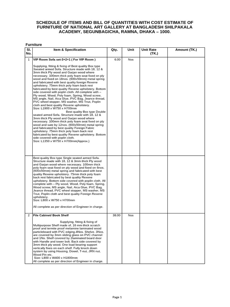 1. BOQ Furniture | PDF | Chair | Upholstery