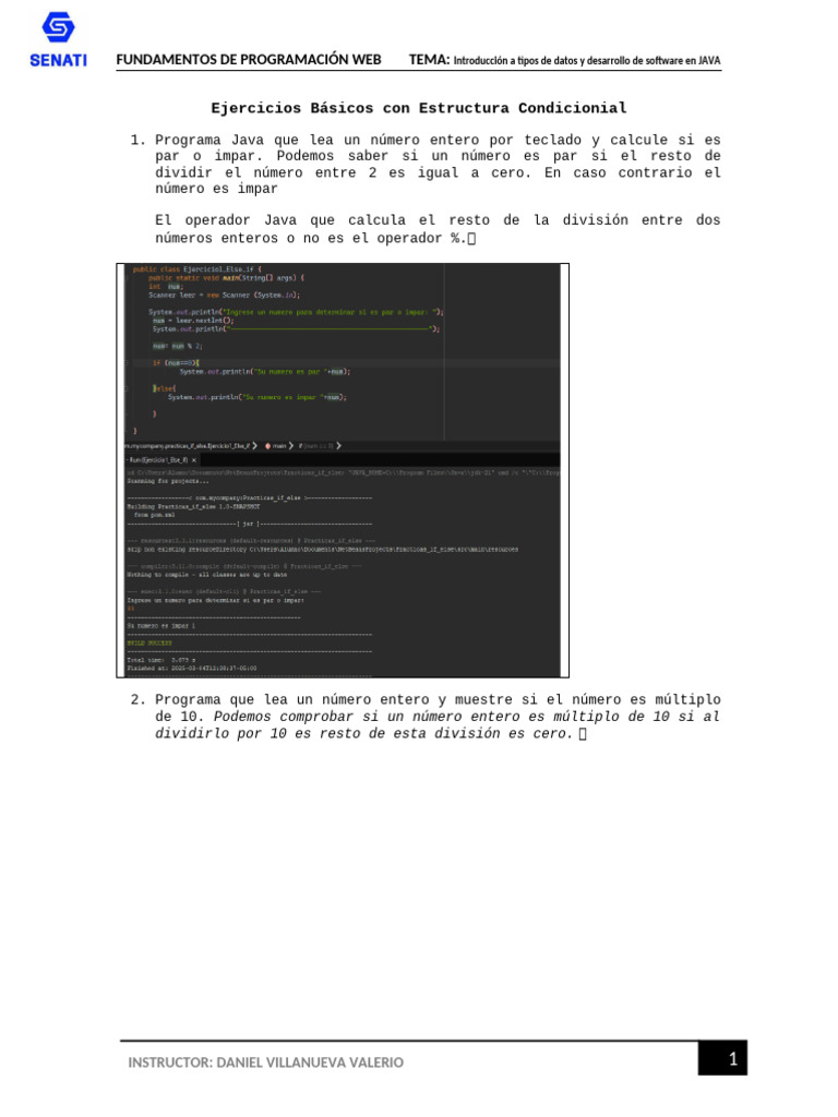 Java - Estructuras Condicionales Leguia If - Else | PDF | Tipo de datos | Java (lenguaje de ...