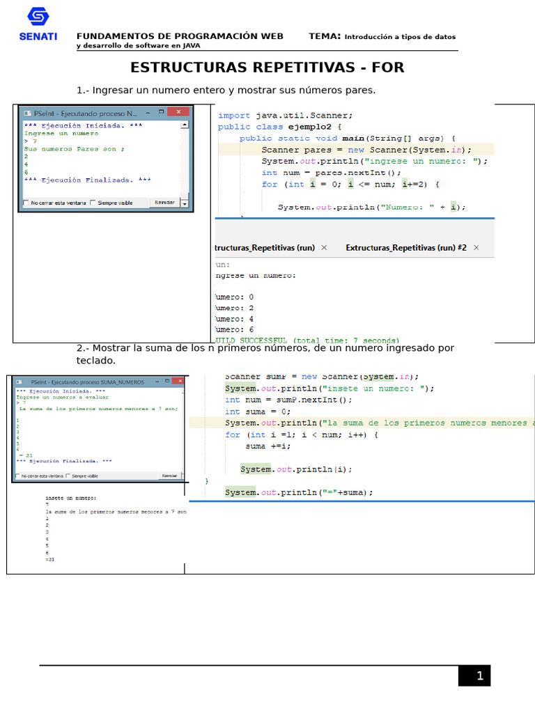 Java - Estructuras Repetitivas - For | PDF
