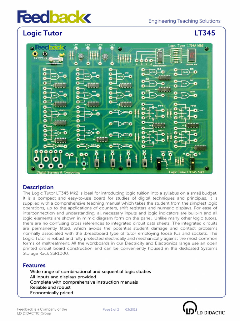 Logic Tutor LT345 Overview | PDF | Electronic Circuits | Manufactured Goods