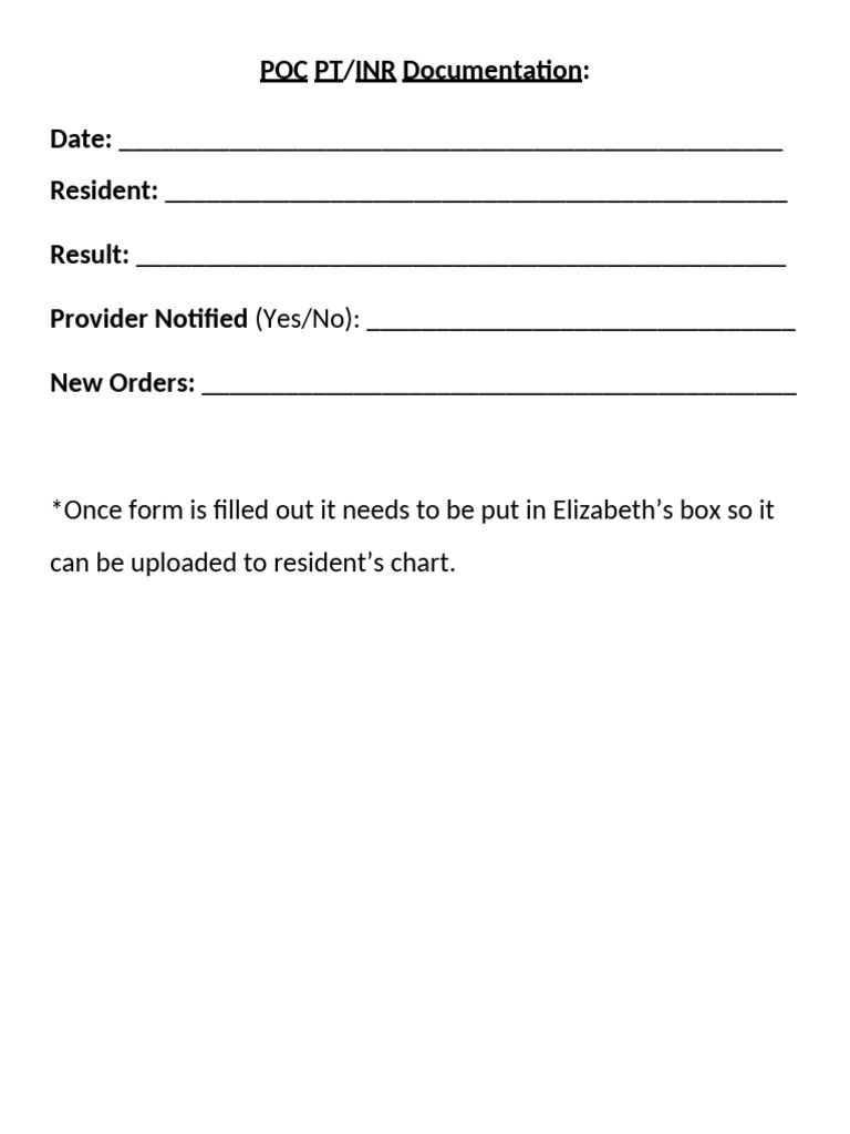 POC PT/INR Documentation Form | PDF