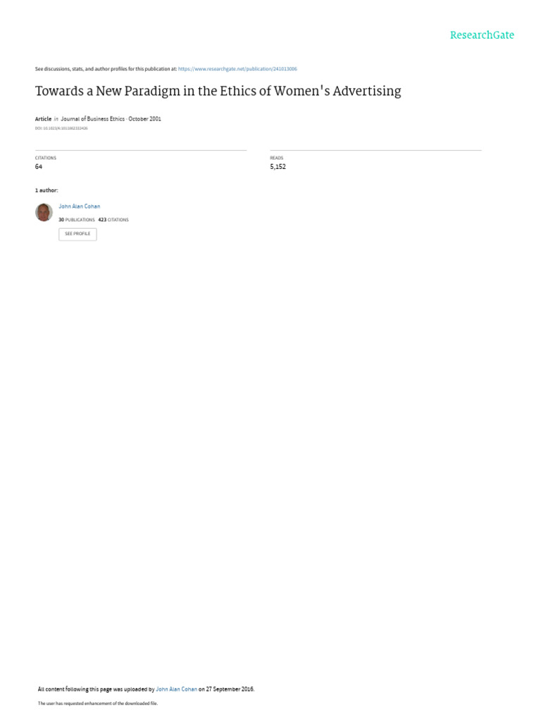 Towards A New Paradigm in The Ethics of Women's Advertising | PDF ...