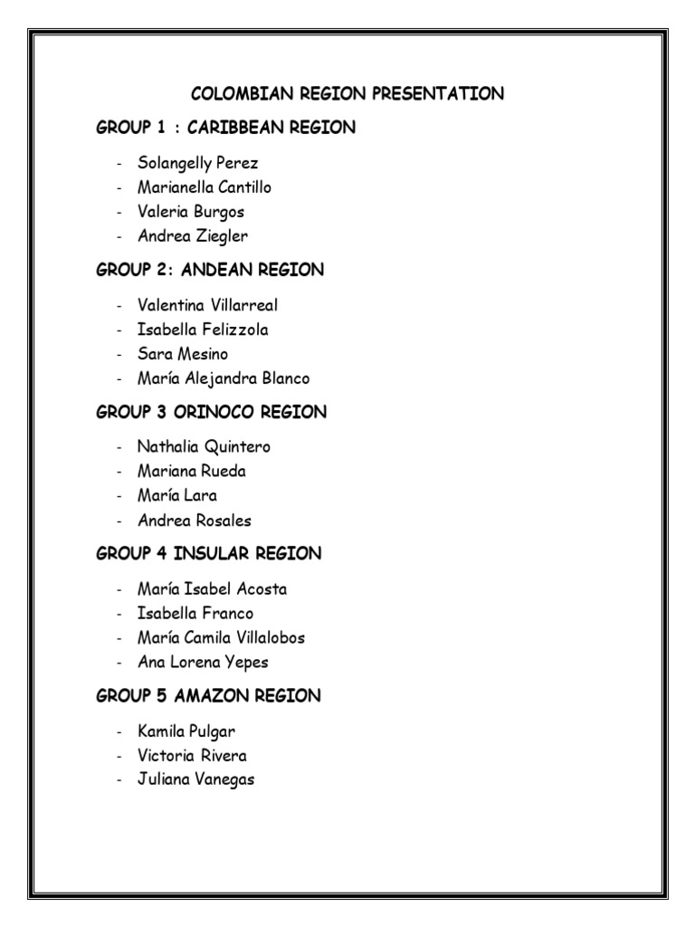 Colombian Regions Presentation Guide | PDF