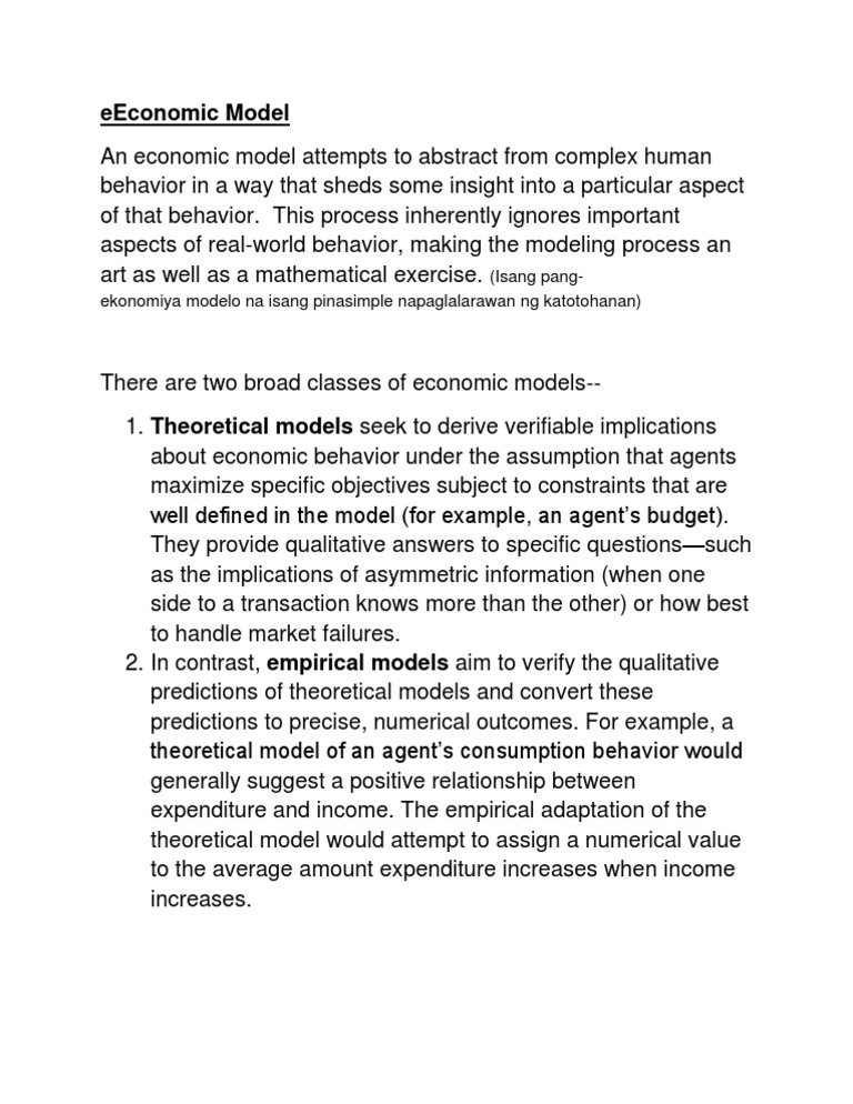 Economic Model | PDF | Finance & Money Management