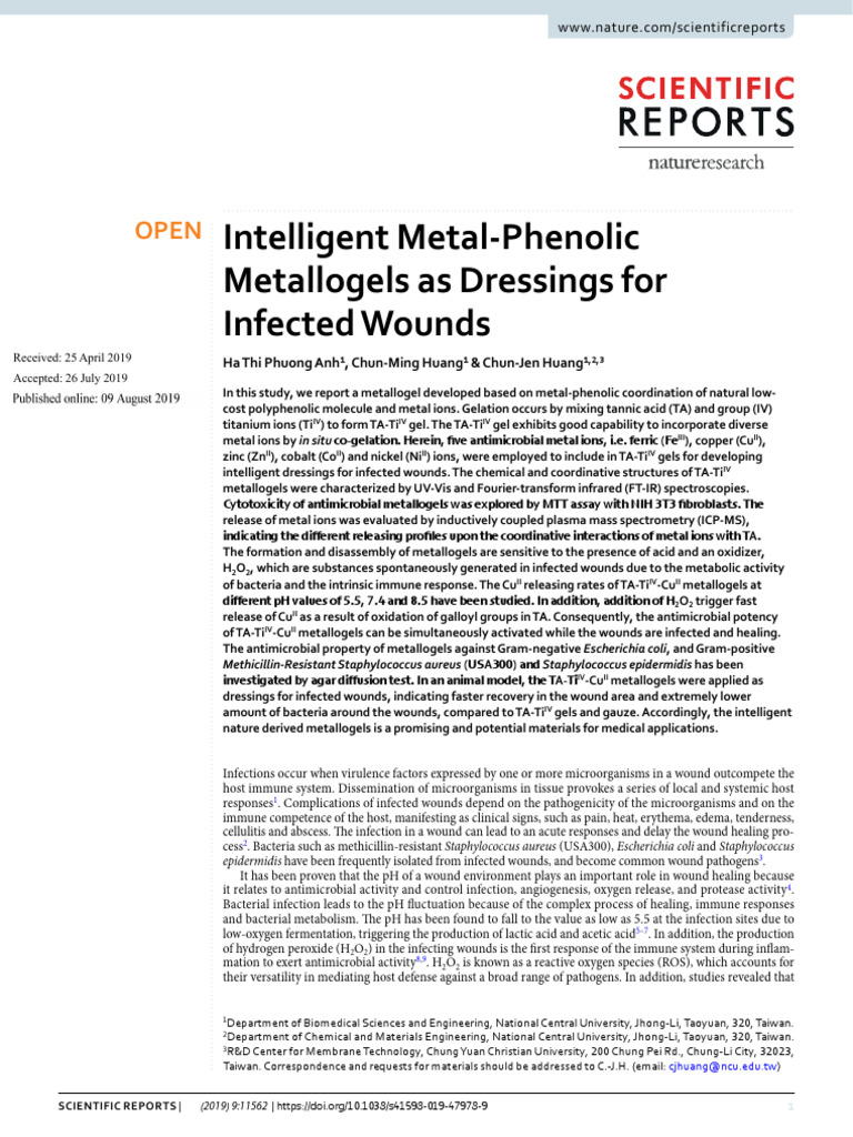 Intelligent Metal Phenolic | PDF | Infection | Antimicrobial