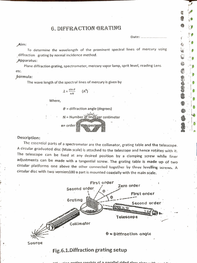 SPECTROMETER DIFFRACTION GRATING | PDF