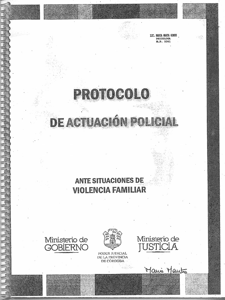 PROTOCOLO de ACCIÓN POLICIAL Ante Situaciones de Violencia Familiar | PDF