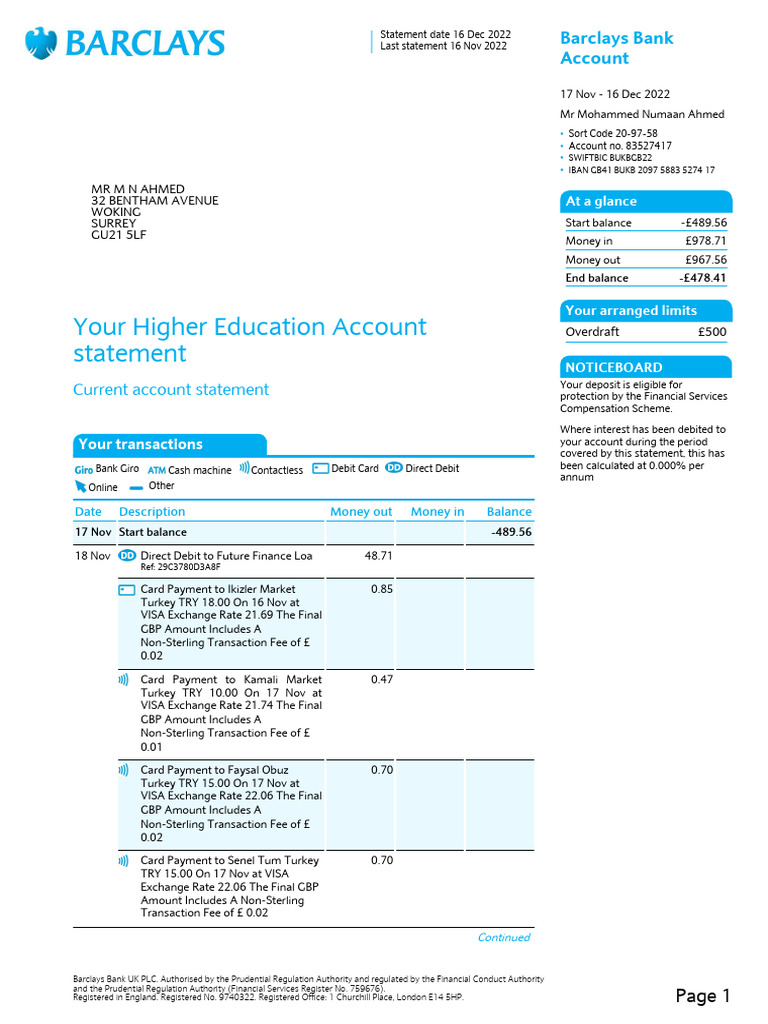 EDIT_8page_statement-16-dec-22-ac-83527417-18060319 | PDF | Debit Card | Visa Inc.