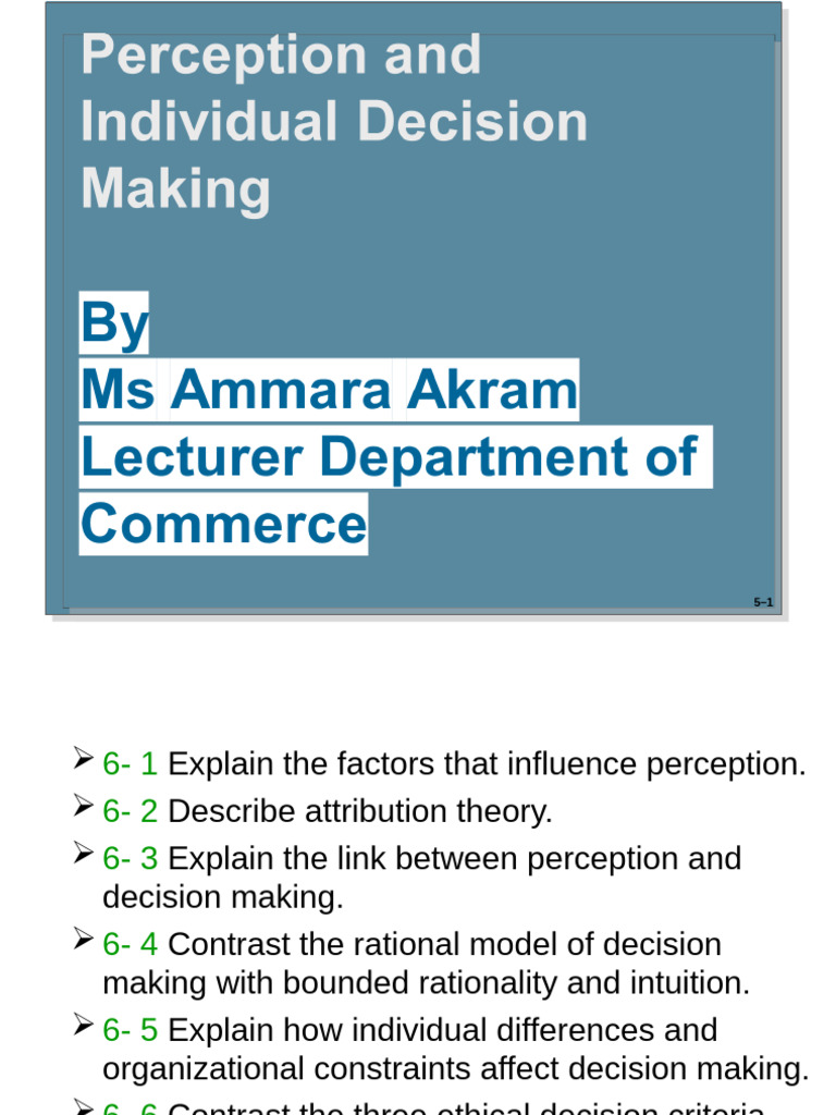 Lecture 2 Perception and Decsion Making | PDF | Decision Making ...