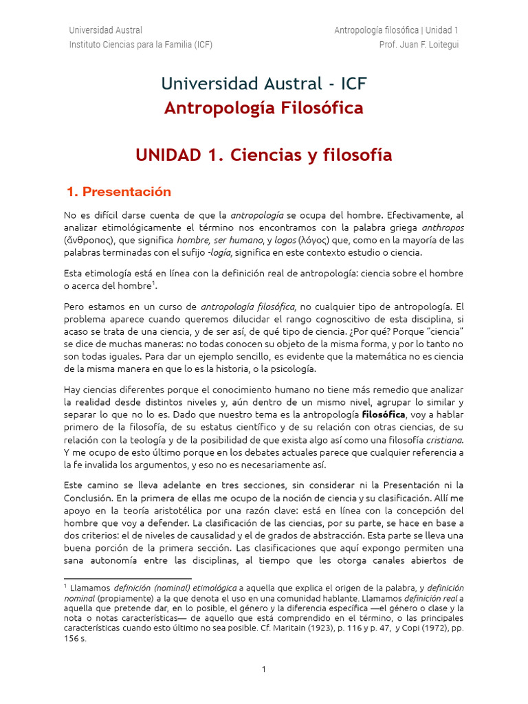 ICF Antropología - U1. Ciencias y filosofía - APUNTE | PDF | Razonamiento inductivo | Conocimiento