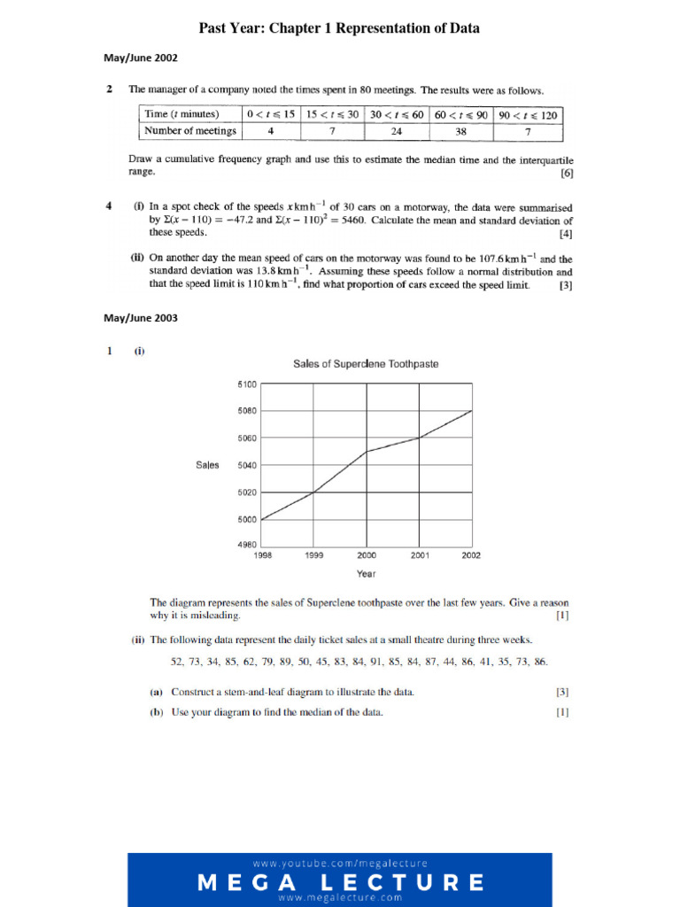 Chapter 1 Representation of Data Past Years 2002 To 2010-1 | PDF