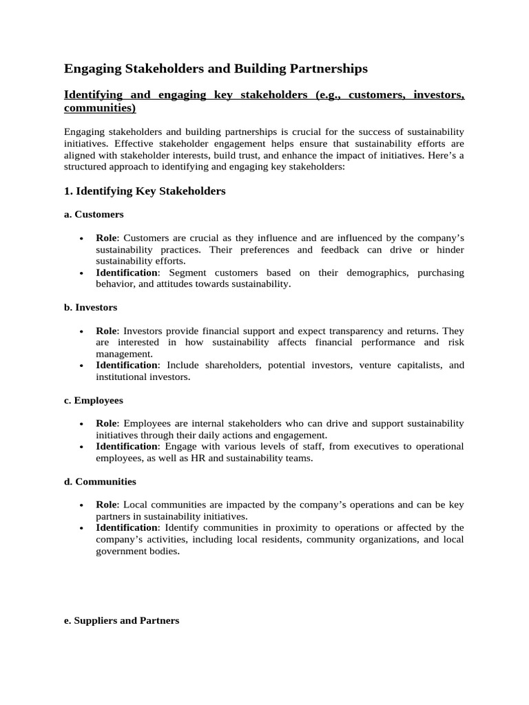 Building Stakeholder Partnerships for Sustainability | PDF | Supply ...