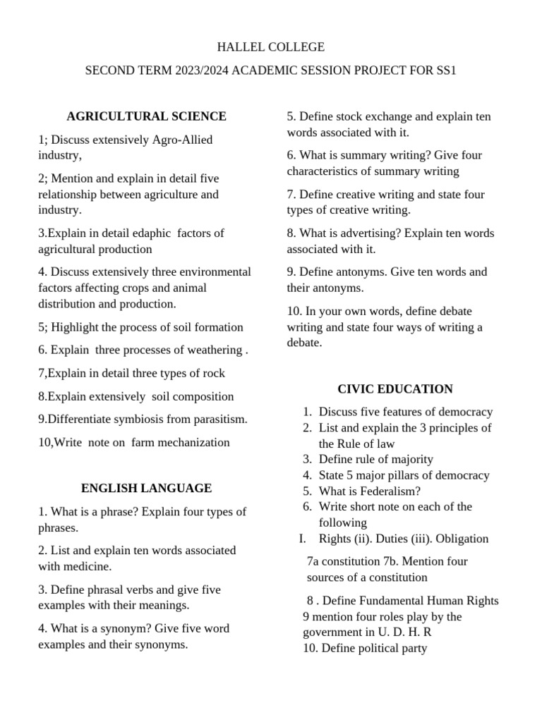 SS1 Project Questions-1 - 034111 | PDF | Government | Area