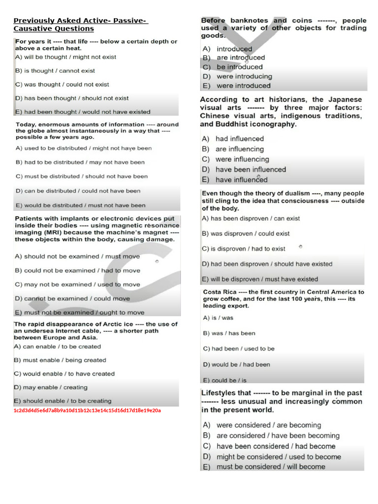 previously asked active passive causative | PDF