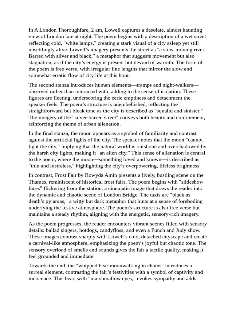 Analysis of "A London Thoroughfare" | PDF | Poetry