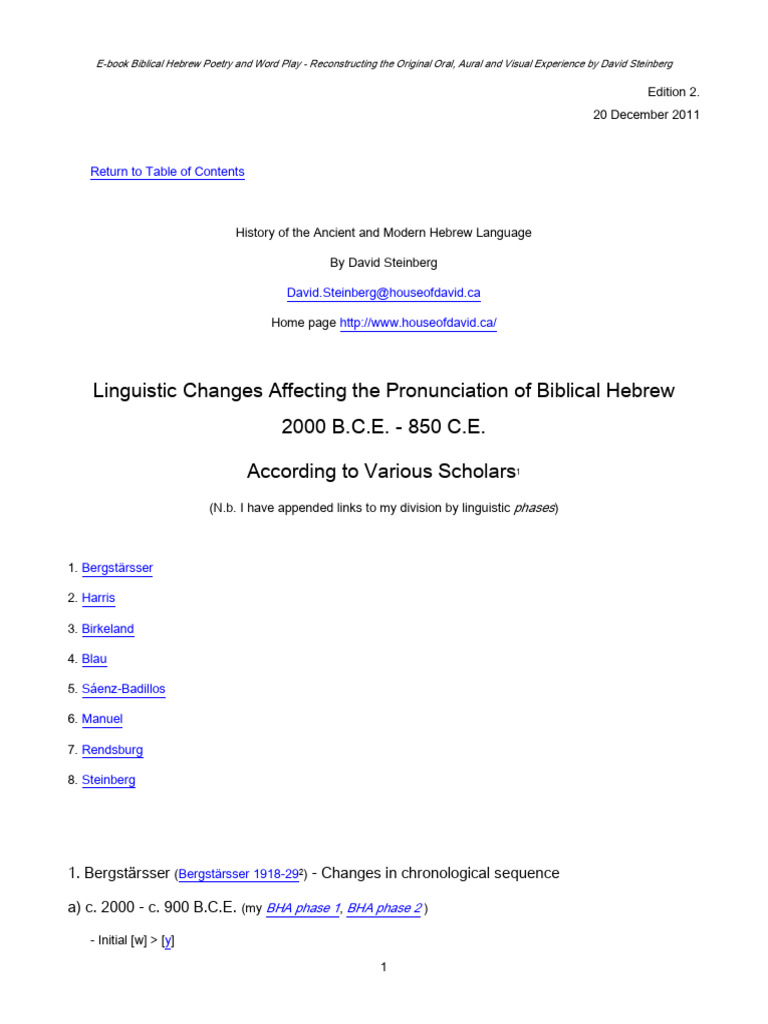Anc Heb Bib Heb History | PDF | Stress (Linguistics) | Syllable