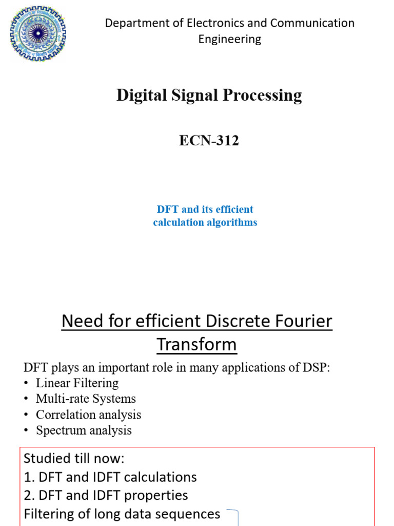 Efficient Computation of DFT - 14 - 16 | PDF | Fast Fourier Transform | Discrete Fourier Transform