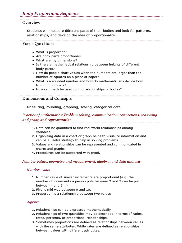 Exploring Body Proportions in Math | PDF | Mathematics | Algebra