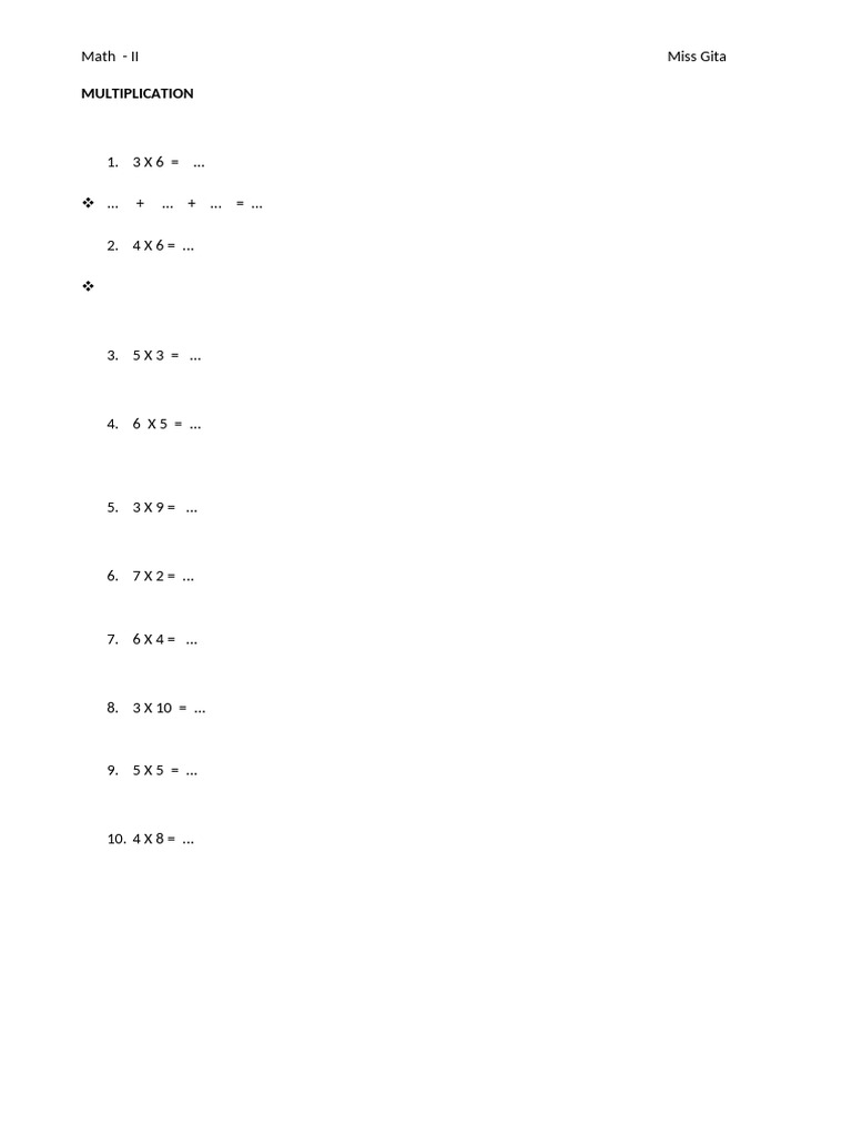 MULTIPLICATION GRADE 2 | PDF