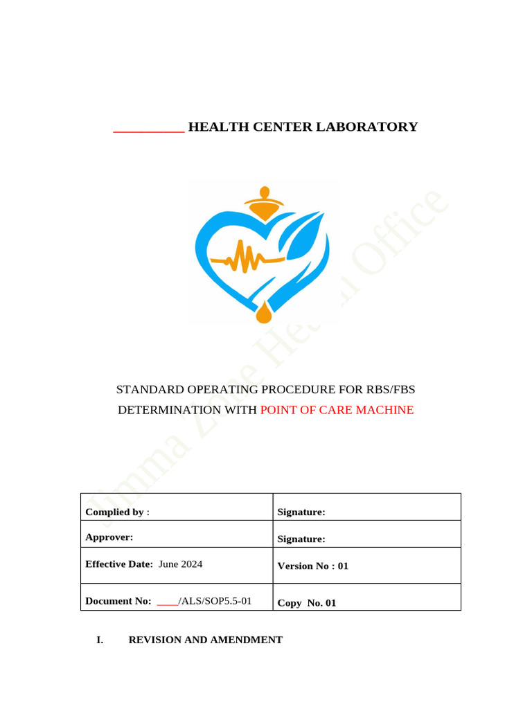 RBS/FBS Testing SOP for Point of Care | PDF | Medical Specialties ...