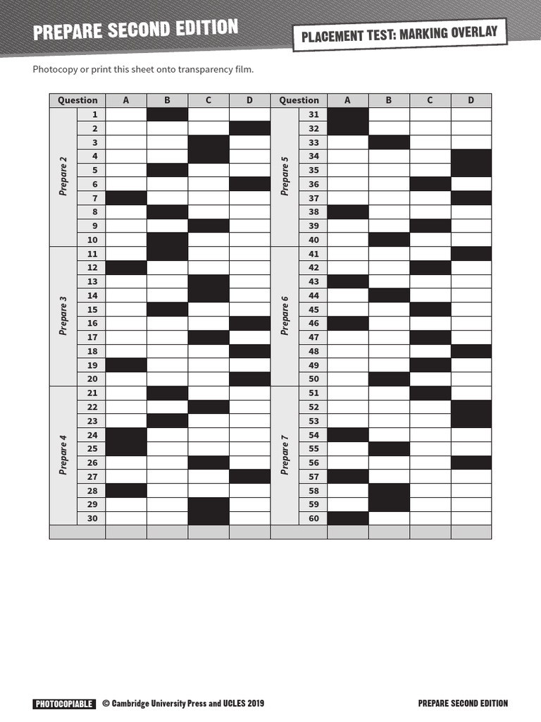 Prepare Placement Test Marking Overlay | PDF | University Of Cambridge ...